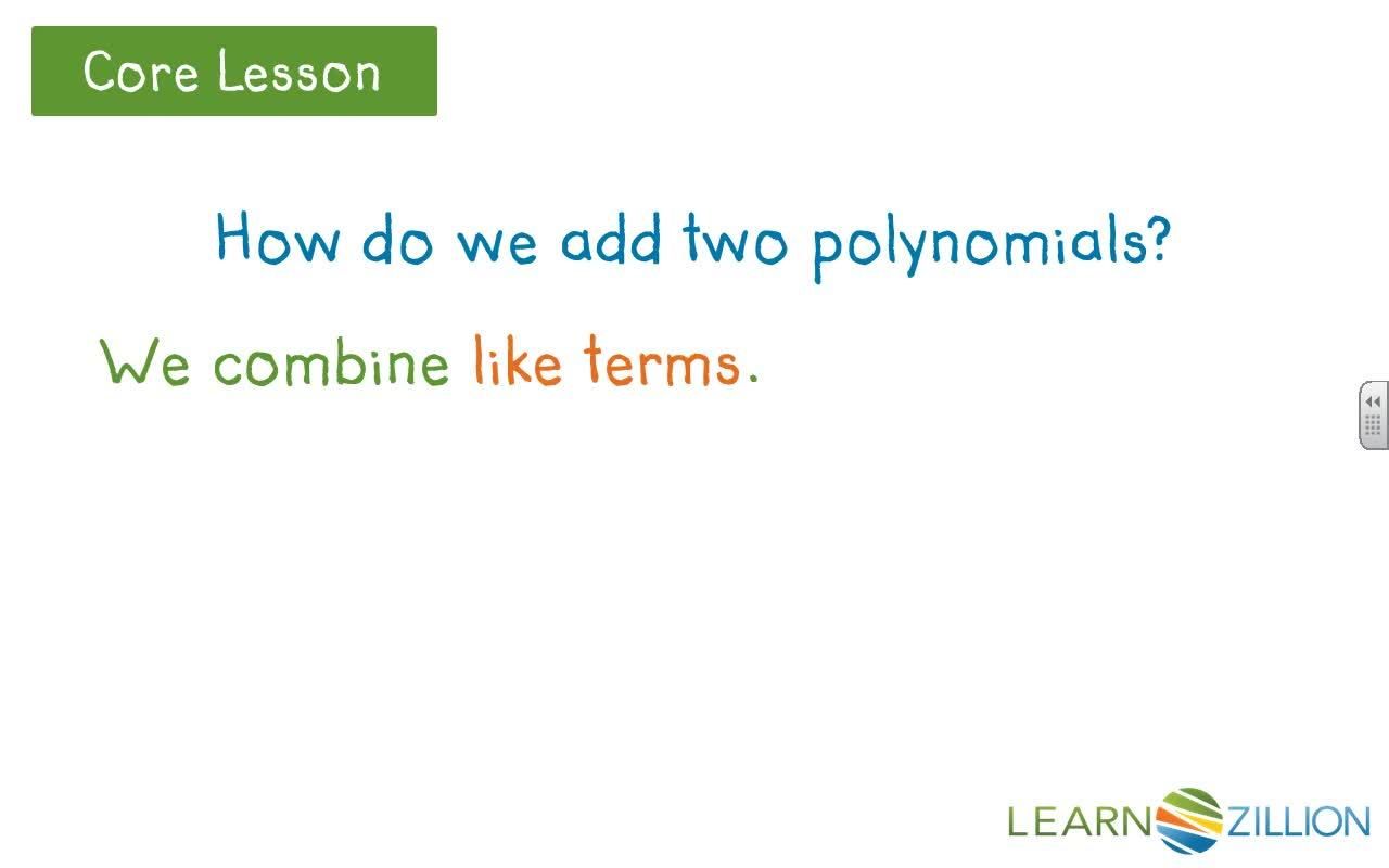 Adding Polynomials: Combining Like Terms - Kidzovo