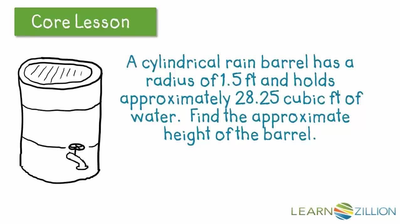 Solving Real World Problems with Cylinders: Finding Volume and Height ...