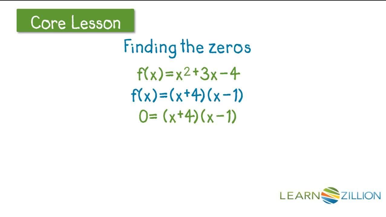 Finding Zeros of a Quadratic Function by Factoring - Kidzovo